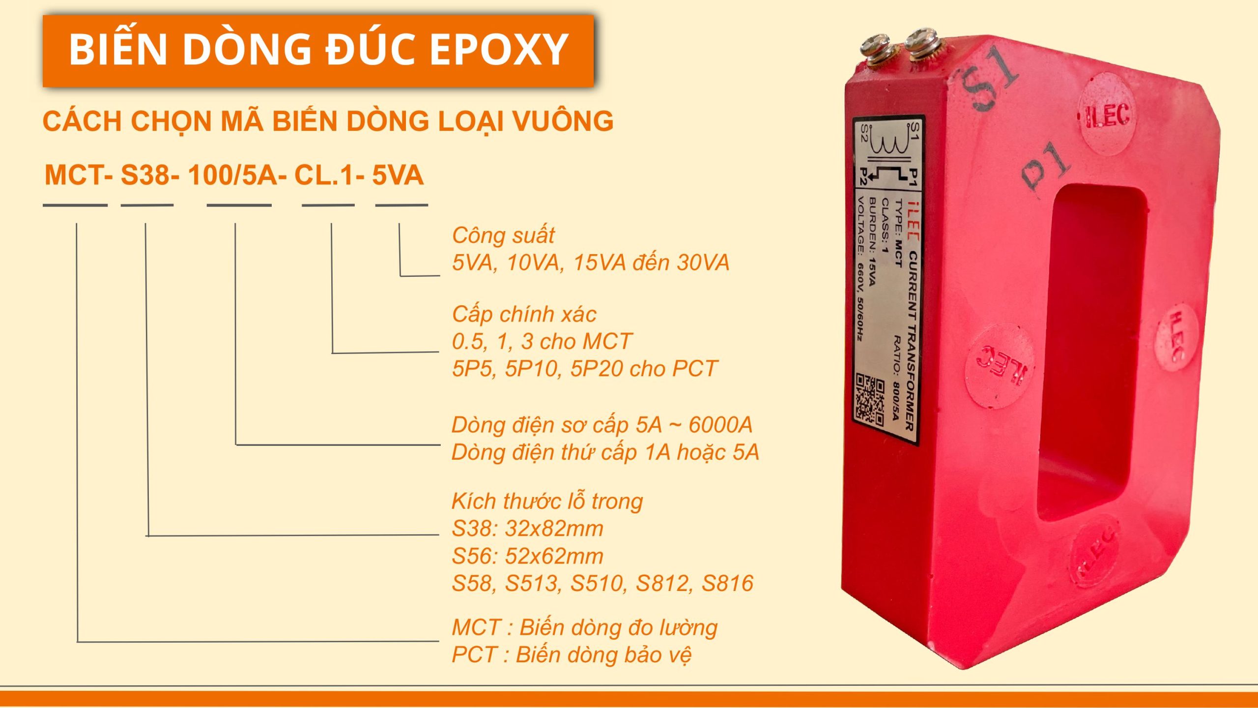 ILEC MCT-S56 300/5A: BIẾN DÒNG ĐO LƯỜNG – LOẠI CHỮ NHẬT ĐÚC EPOXY ILEC MCT-S56 300/5A CL.1 5VA ...